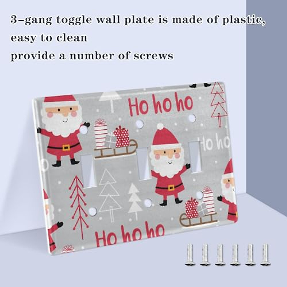 FJDENG Christmas Santa Claus Light Switch Cover,PC Decorative Double Toggle Switch Plate Covers Standard Size 1 Gang,4.56 x4.48 Inch