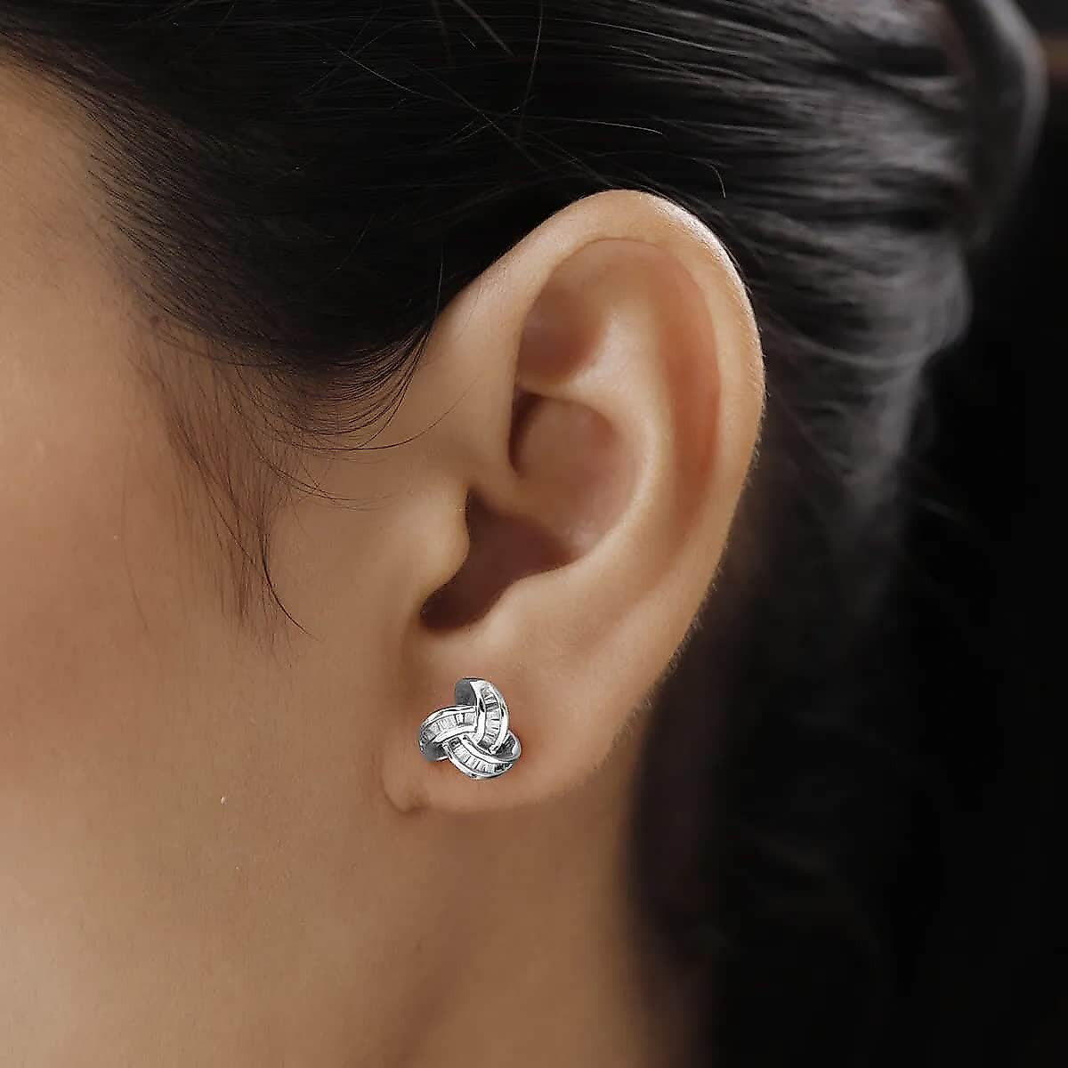 Shop LC Knot Earrings - Real Diamond Love Knot Stud Earrings For Women - Platinum Plated 925 Sterling Silver Celtic Knot Studs with Genuine Diamonds Jewelry Birthday Gifts for Women