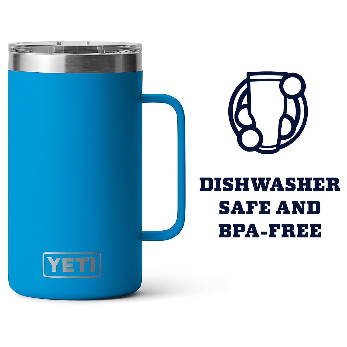 YETI Rambler 24 oz Mug, Vacuum Insulated, Stainless Steel with MagSlider Lid, Big Wave Blue