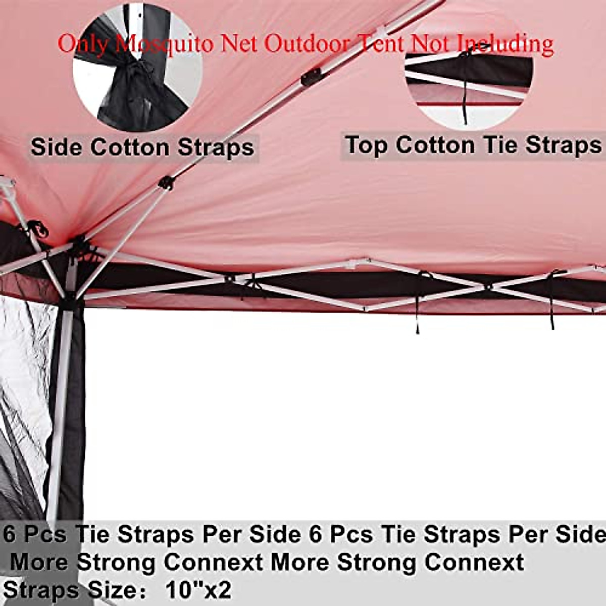 Mosquito Net for Outdoor Patio and Garden, Screen House for Camping and Deck, Gazebo Screenroom, Zippered Mesh Sidewalls for 10x 10' Gazebo (Black)