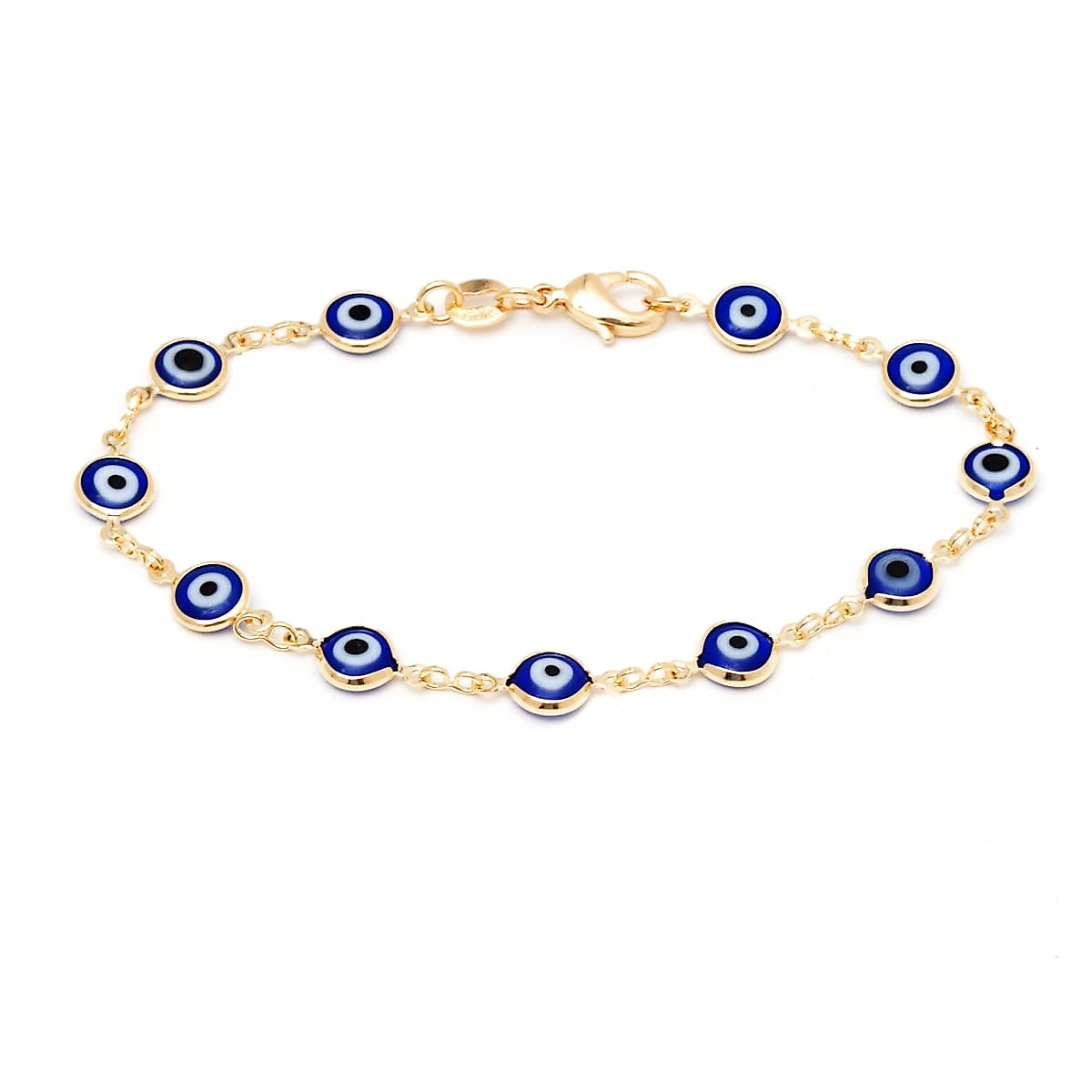 Barzel 18k Gold Plated Blue Evil Eye Anklet Bracelet For Women - Made in Brazil (Blue)