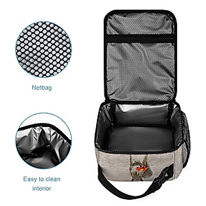 PEXISAOH Cute Squirrel Holding A Flower Animals Reusable Insulated Lunch Bag for Women Men Kids,Leakproof Portable Lunch Box with Side Pocket Durable Cooler Tote Bag for School Work Picnic Travel