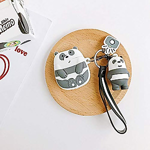 Airpods Cover Compatible with Airpods Pro Cute Character Happy Panda Bear Case Cute Soft Silicone Shockproof Durable Stylish Earphone Protective Skin with Animals Decoration Hang Rope (Panda)