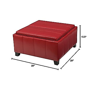 Christopher Knight Home Mansfield PU Storage Ottoman, Red
