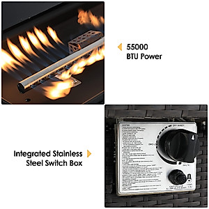 IncreKid 54 inch Gas Fire Pit Table, 55000 BTU CSA Approved Rectangular Outdoor Propane Fireplace, W/Aluminum Tabletop Cover Lid, Auto Ignition, for Garden Courtyard Backyard Deck Poolside Party