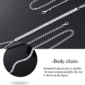 Bounzhi Rhinestone Sexy Body Chain Silver Body Jewelry Bikini Crystal Body Necklace Party for Women