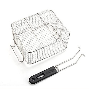 JUNXIAN Deep Frying Basket Stainless Steel Frying Basket With Handle Food Basket Square Hanging Removable Filter Fryer Frying Net