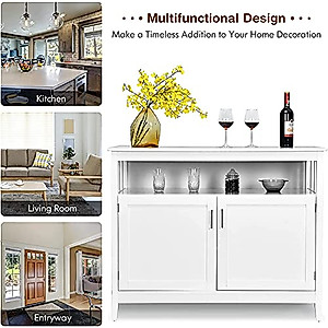 Goplus Sideboard Buffet Cabinet, White