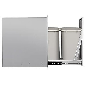 Atatod Pull-Out Double Trash Drawer Stainless Steel Outdoor Kitchen Trash Drawer Storage for Two 10 Gallon Commercial Wastebaskets…