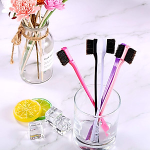 10 Pieces Hair Edge Brush Double Sided Control Hair Brush Comb Combo Pack Smooth Comb Grooming, 5 Colors