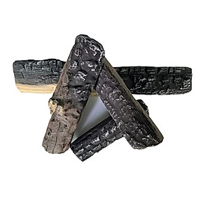 Large Gas Fireplace Logs Set of Ceramic Wood Logs. Use in Indoor, Gas Inserts, Vented, Electric, or Outdoor Fireplaces & Fire Pits. Realistic Clean Burning Accessories (4pcs)