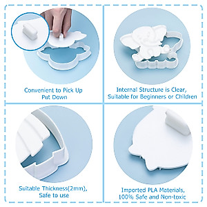 Baby Shower Cookie Cutter 6 Pack 3D Stampers Molds DIY Fondant Decorating for Kids' Birthday Party Kitchen Tools, Making Rocking Horse Baby Face Letter Teddy Bear Elephant Foot