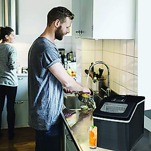 Frigidaire EFIC452-SSBLACK XL Maker, Makes 40 Lbs. of Clear Square Ice Cubes A Day, Black Stainless