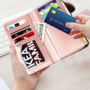 Fingic for Galaxy S10e Case, Samsung S10e Case Wallet, Rose Gold Marble 9 Card Holder PU Leather Detachable Wrist Strap Wallet Case for Women Cover for Samsung Galaxy S10E, Rose Gold