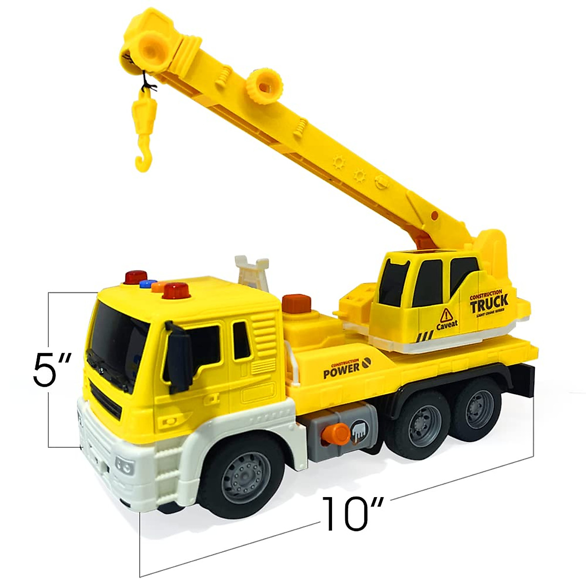 ArtCreativity Light Up Crane Truck Toy, Kids’ Construction Toy with a Movable Crane, LEDs, and Sound Effects, Push and Go Construction Vehicle Toys for Kids, Crane Toys for Boys and Girls