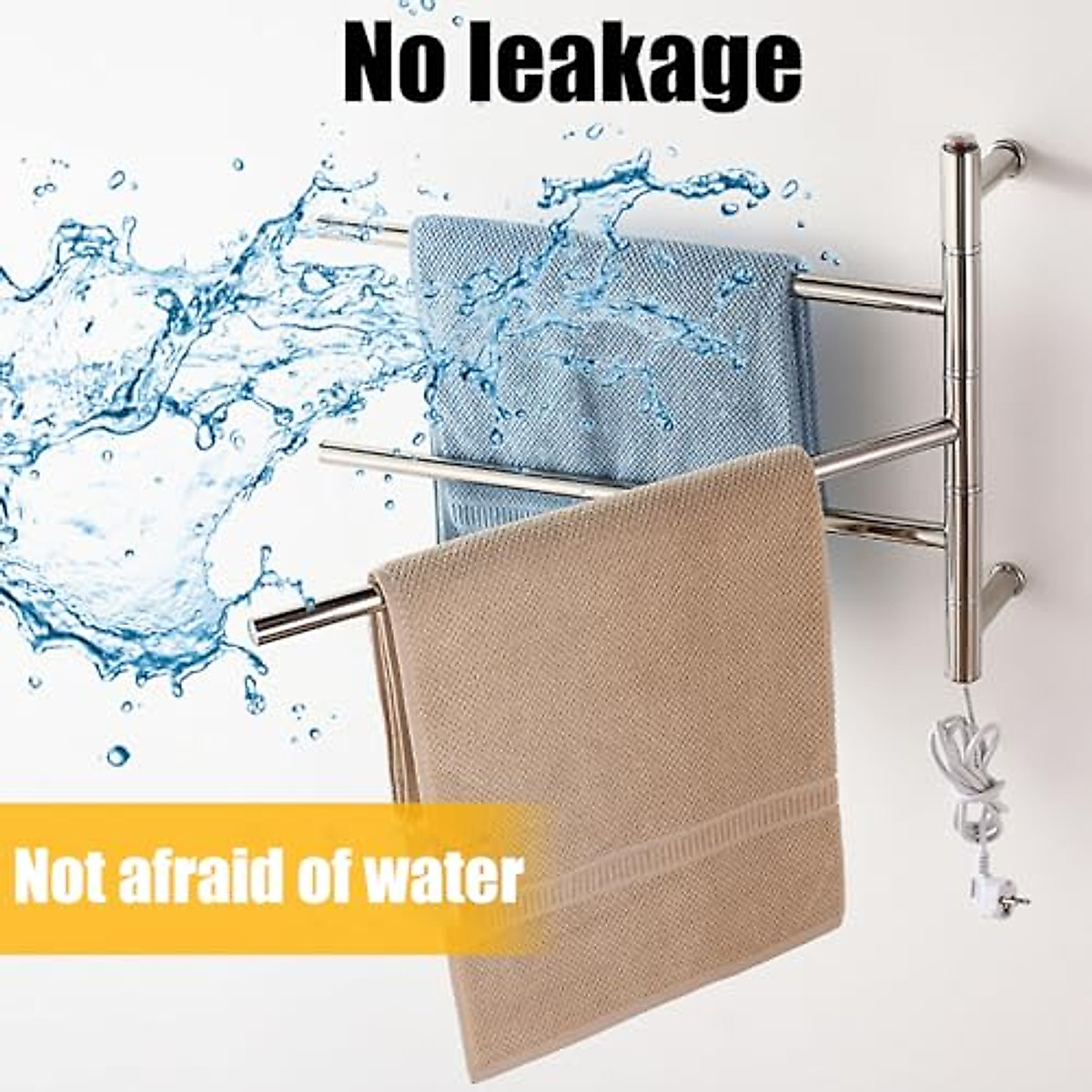 NJDQFA Constant Temperature Electric Heated Towel Racks for Bathroom,Towel Warmer Rack Stainless Steel,Swivel Towel Warmer Wall Mounted,Plug in