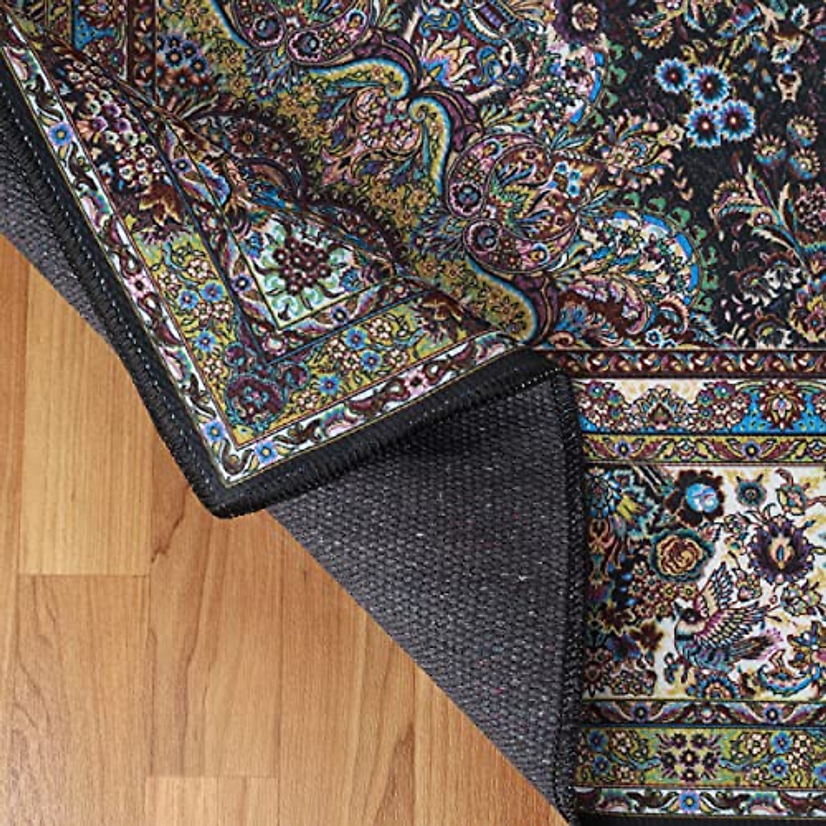 SUPERIOR Washable Indoor Large Area Rug, Southwestern Home Decor, Floor Rugs for Living Space, Dining Room, Kitchen, Office, Bedroom, Vintage Geometric Aesthetic, Cardinal Collection, 6' x 9', Black