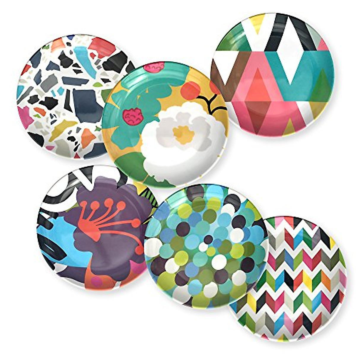 French Bull Assorted Plates-6 Piece Set-Melamine Dinnerware, Serving, Party, Platter, Dish, 6" - Assorted