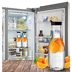 Party Bargains 50 oz. Plastic Carafe with Lids - Clear, 3 Count, Black Flip Tab Lid Premium Quality & Heavy Duty Plastic Pitcher for Iced Tea, Powdered Juice, Cold Brew, Mimosa Bar