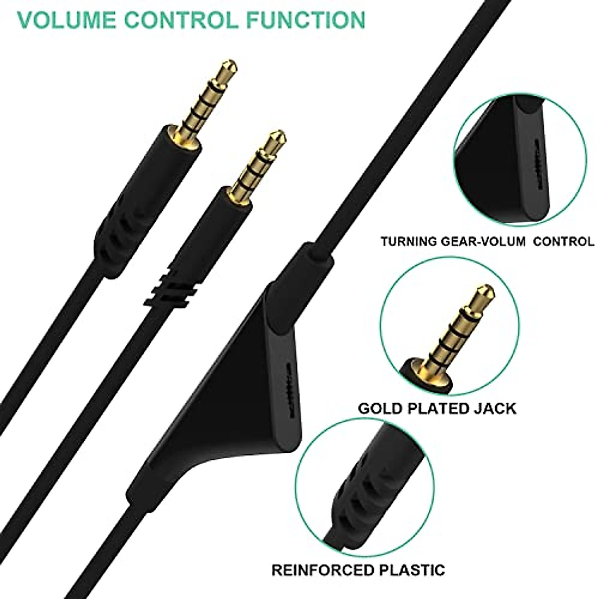Tobysome Replacement A10 A40 A30 Cable Cord Wire for Connect Astro A10 Astro A40 Gaming Headset to Xbox One,Playstation 4 PS4 Controllers,Smartphone,MixAmp with 3.5mm Aux Jack(2M,with Volume Control)