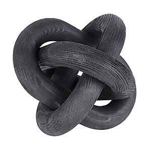 Jlong Wood Knot Decor, 3-Link Wood Chain Link Coffee Table Decor, Small Shelf Decor Accents, Hand Carved Modern Farmhouse Boho Wooden Knot Decorative Chain Wood Decor for Living Room Bedroom Office