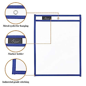 Dry Erase Sleeves – Multicolor Dry Erase Pockets – Reusable Classroom Sheet Protectors – Dry Erase Sheet Protectors with Oversize Pockets – Pack of 12 Heavy Duty Page Protectors