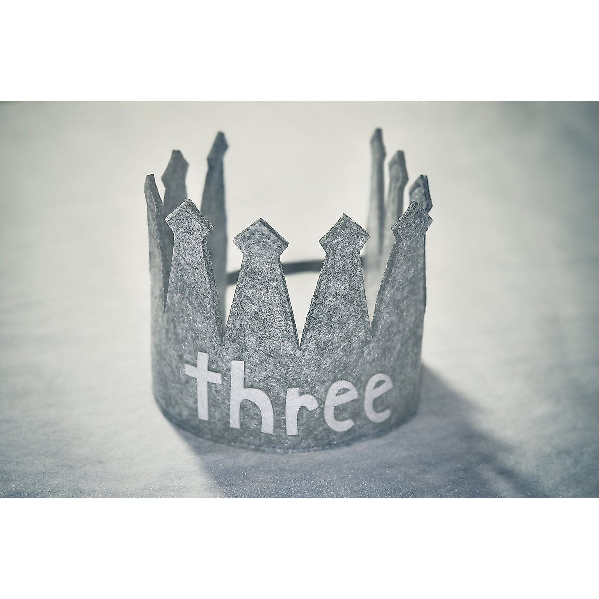 Toddler Third Crown Birthday Gray White Party I am 3 B-Day Hat Girl Boy