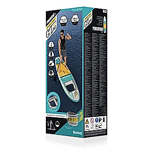 Bestway Hydro-Force Panorama Inflatable Stand-Up Paddleboard Set with See-Through Window (11’2” x 35” x 6”) | Includes Paddle, Hand Pump, Backpack, Leash, Fin, Repair Patch Kit