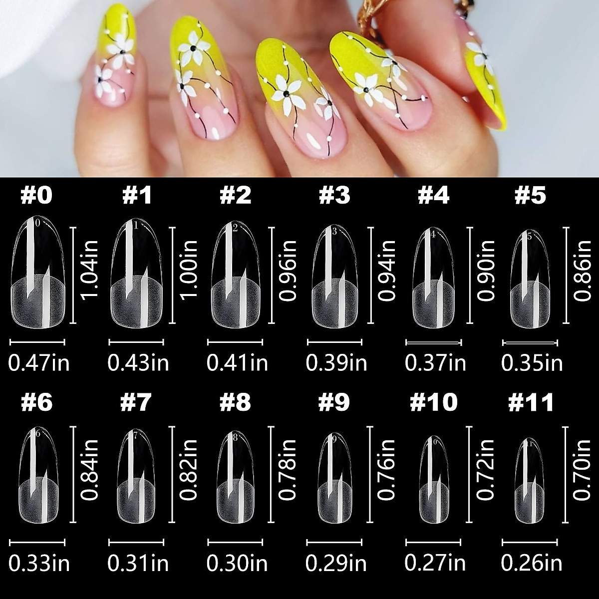 LoveOurHome 600pc Gel Nail Tips Clear Oval Almond Fake Nails Full Cover Artificial False Fingernails for Gel Manicure Extension/Acrylic Nail Design Press on Nail Making
