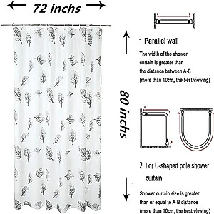CELBERENA Shower Curtain Liner 72x80 Inchs, PEVA Bathroom Plastic Shower Curtains Waterproof Decor Farmhouse Shower Curtain Set with 12 Pack Plastic Hooks