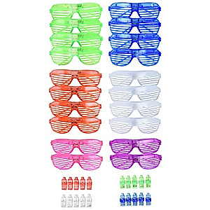 40Pack LED Glasses Finger Lights Light up Party Favors, 6Color Light Up Shutter Shades Glasses Led Sunglasses 4Colors Finger Lights Adult Kids Glow in Supplies Favors Birthday Neon Party Glow Toys