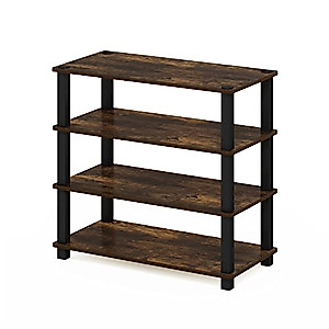 Furinno Turn-S-Tube 4-Tier Shoe Rack, Amber Pine/Black