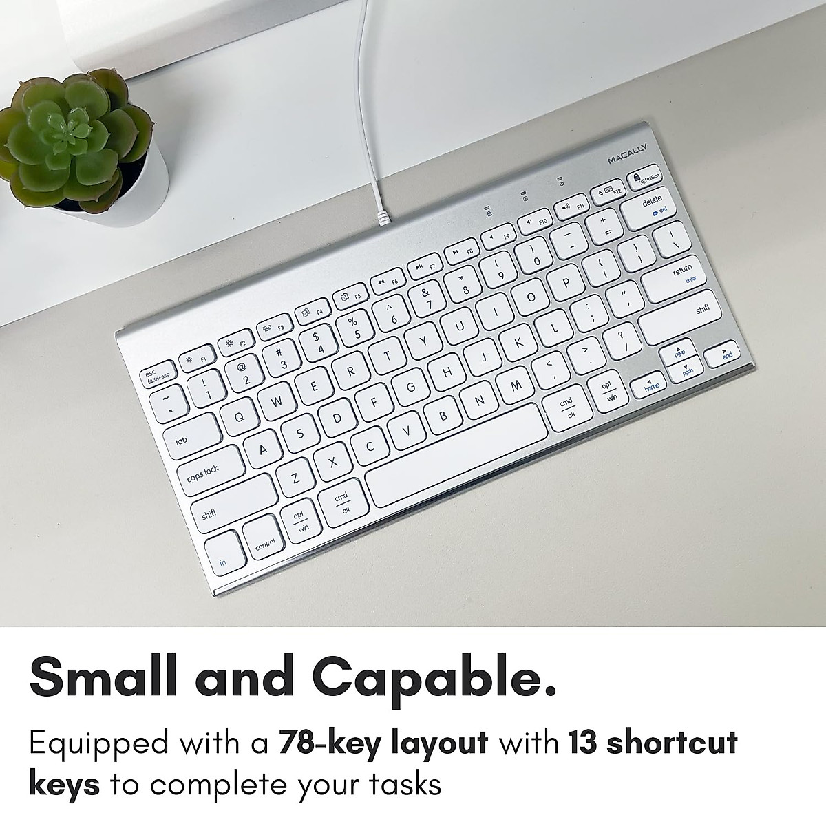 Macally Wired Keyboard for Mac | Compatible Apple Keyboard (78 Keys) External Keyboard for MacBook Pro/Air, iMac, Mac Mini/Pro - Plug and Play USB Computer Keyboard