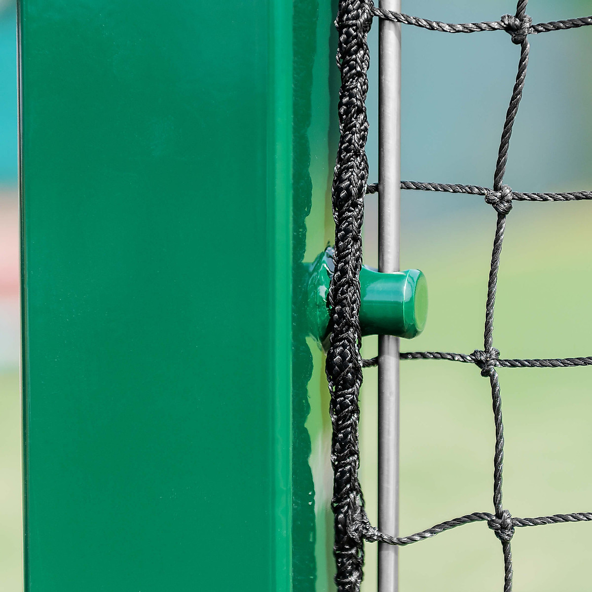 Vermont Square Tennis Posts [ITF Regulation] | 76mm Powder Coated Steel – Optional Ground Sockets (Green, with Ground Sockets)