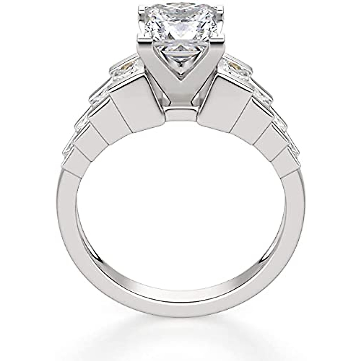 VINSON Cinderella Staircase Princess Cut 3 Ct VVS1 Clarity Colorless Moissanite Diamond 925 Sterling Silver Promise Engagement Wedding Ring for Women (6)