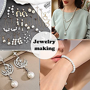 HILELIFE 1500pcs Pearl Beads for Jewelry Making, 4mm 6mm 8mm 10mm Round Loose Pearls Beads with Hole, Bracelet Pearls for Crafts, White Pearls for Jewelry Making