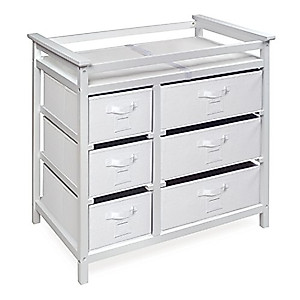 Modern Baby Changing Table with 6 Storage Baskets and Pad