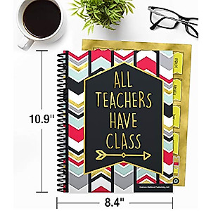 Carson Dellosa Aim High Teacher Planner, 8" x 11" Spiral Bound Planner With Planner Stickers, Daily Planner, Weekly Planner, Grade Book and Lesson Planner Book for Teachers