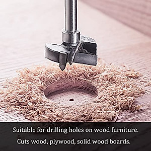 Kozelo Forstner Drill Bit - [75mm] Tungsten Carbide Auger Opener for Wood Furniture Hinge Woodworking Use, Hex Shank, Gray