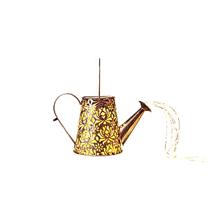 VINESSY Solar Lights Outdoor Garden Decor Pathway Decorative Lanterns Hanging Solar Patio Art Lights Retro Metal Waterproof Yard Watering Can with String Lights Walkway LED Waterfall Stake Light
