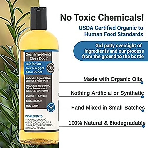 4Legger Organic Dog Shampoo USDA Certified, Hypoallergenic Dog Shampoo, Dog Coconut Shampoo, Gentle Fragrance Free Dog Shampoo with Aloe for Soothing Relief of Dry, Itchy, Sensitive Allergy Skin 16 oz