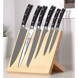 Beechwood Magnetic Knife Block, knife storage Holder stand, Knives organizer shelf rack with powerful magnetic, Large Capacity Kitchen Cutlery Display Stand (10 inch x 8.5 inch)