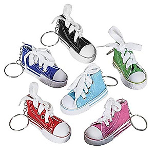 ArtCreativity Mini Canvas Sneaker Keychains for Kids and Adults- Set of 12- 3 Inch Tennis Shoe Key Chains- Cool Birthday Party Favors, Goody Bag Fillers, Prize for Boys and Girls, Fundraising Item