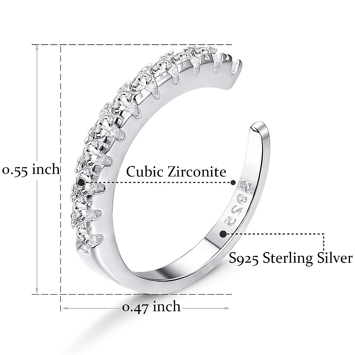 Milacolato 925 Sterling Silver CZ Pave Ear Cuffs Small Hoop Earrings for Womens Cubic Zirconia Huggie Non Piercing Earrings