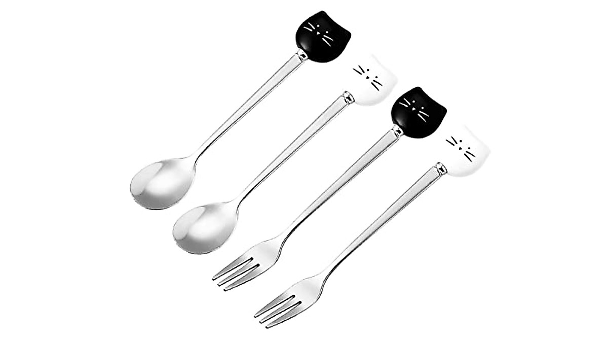 Cute Cat Coffee Spoon & Fork Set for Cat Lovers