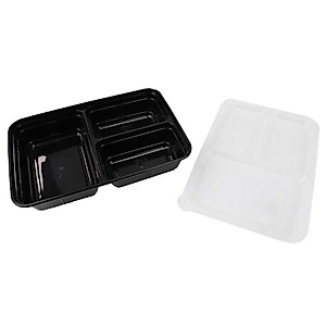 Home Basics 10 Piece BPA-Free Plastic Meal Prep Containers, Black (3 Compartments)
