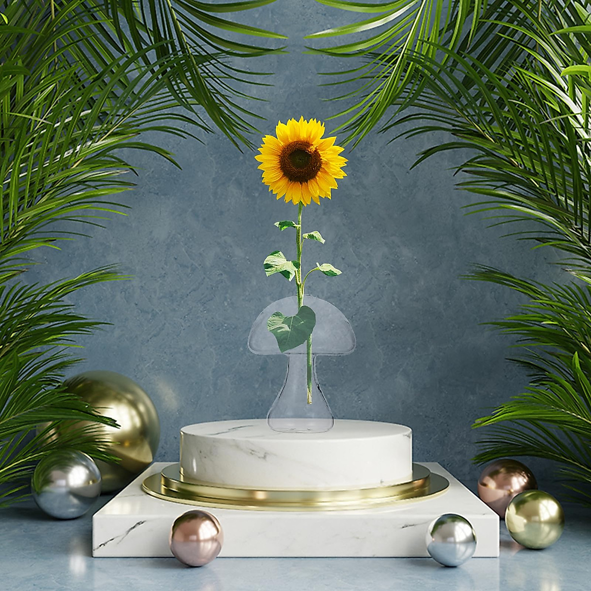 BESPORTBLE 1PC Mushroom Glass Vase Flower Planter Vase Transparent Terrarium Vase Container for Hydroponic Plants Home Dorm Garden Decor (Style2)