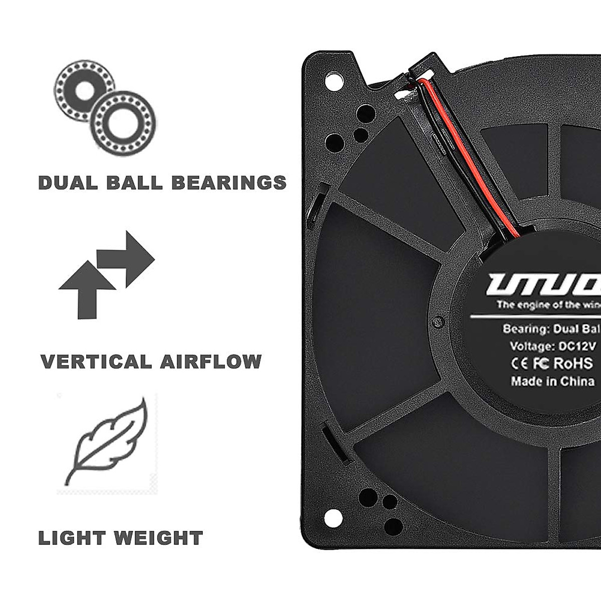 UTUO Variable Speed Blower Fan, 110V 120V 220V AC Powered 120mm x 32mm air Exhaust Vent Cooling Radial Centrifugal Flow Adjustable Centrifugal Blower Fan with 3 to 12v DC Speed Control Dimmer Switch