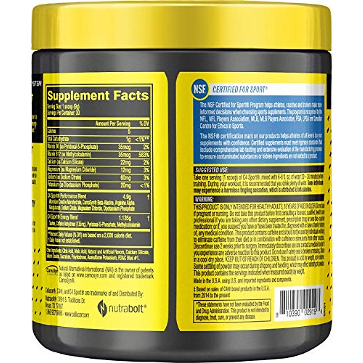 C4 Sport Pre Workout Powder Blue Raspberry - Pre Workout Energy with 3g Creatine Monohydrate + 135mg Caffeine and Beta-Alanine Performance Blend - NSF Certified for Sport | 30 Servings