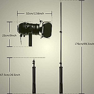 YUANKANG Vintage Industrial Black Retro Tripod Adjustable Floor lamp Parking Light,5 Meter Cable with Foot Switch Parking Light Tripod gooseneck for Living Room Bedroom Office bar Lighting (Pack of 2)